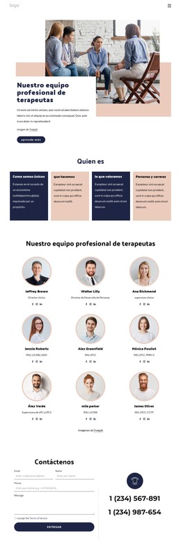 Nuestro equipo profesional de terapeutas. - Plantilla HTML5 por Nicepage
