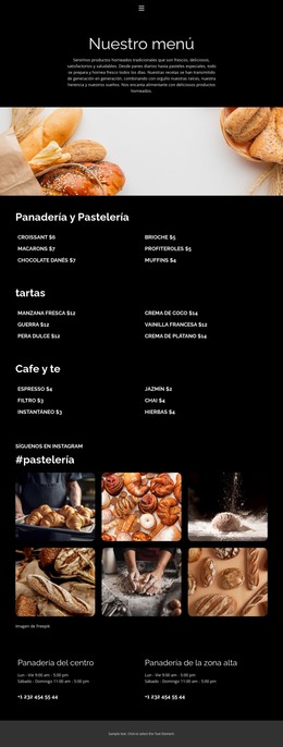 Menú del restaurante Plantillas HTML | Nicepage
