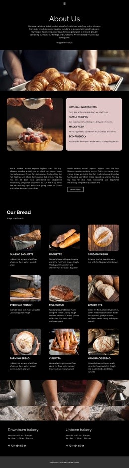 Bakery & Pastries Html Code Example