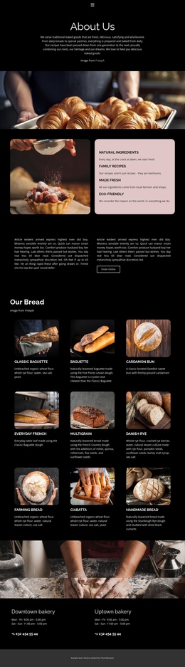 290 Food & Restaurant One Page Templates | Nicepage