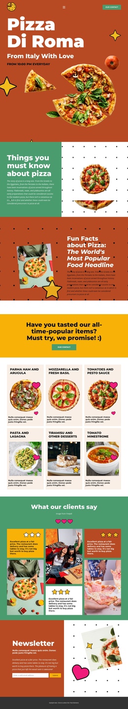 The World's Most Popular Food One Page Template