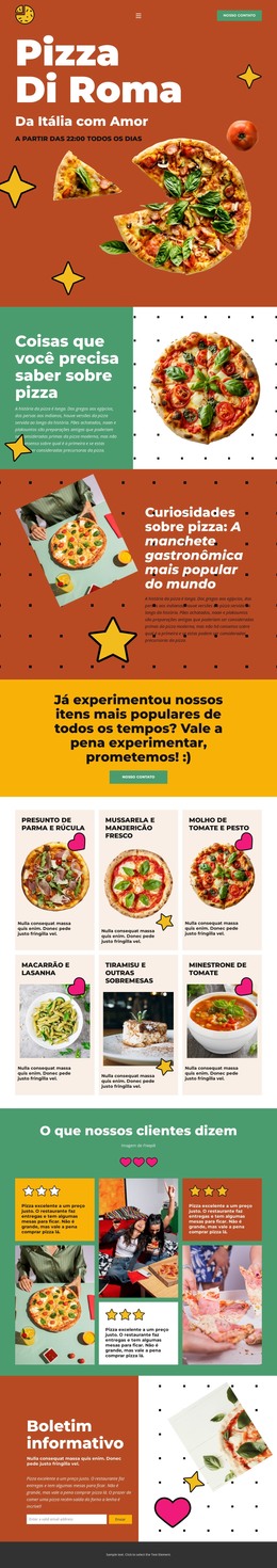 A história da pizza - Modelo HTML por Nicepage