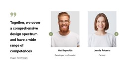 Team block with slider and testimonial - Website Template by Nicepage