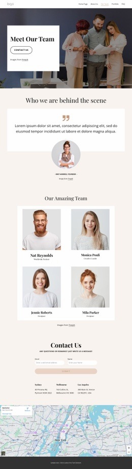 The amazing team Web Page Design