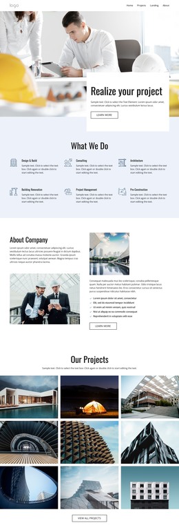 Quality construction projects Web Page Design