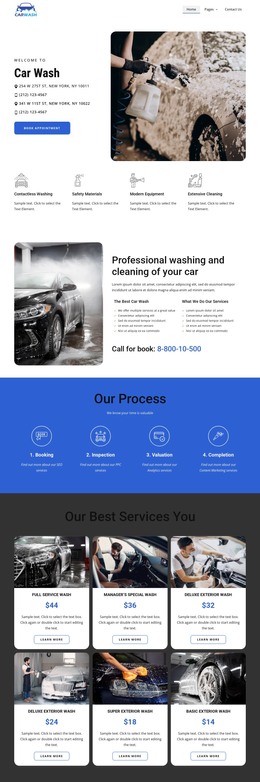 Car wash One Page Template
