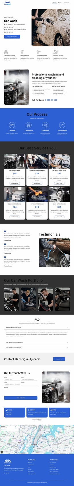 Car wash portfolio - Website Template by Nicepage