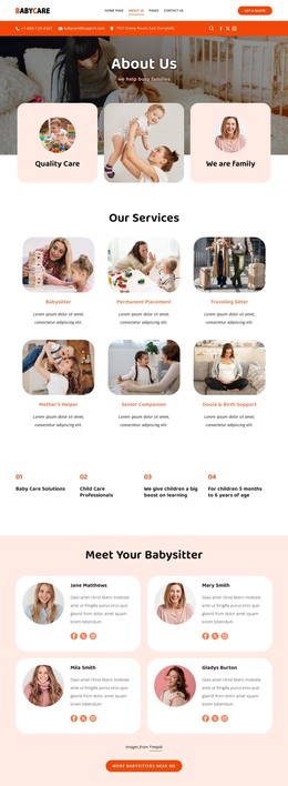 Nannies and babysitters to help your family - Website Template by Nicepage