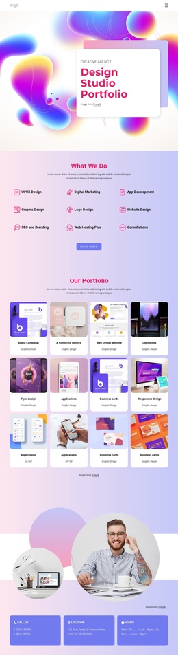 Design studio works - One Page Template by Nicepage