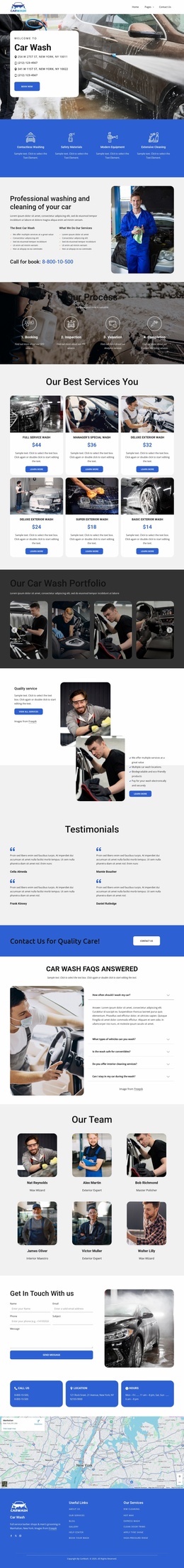 Car wash portfolio - Website Template by Nicepage