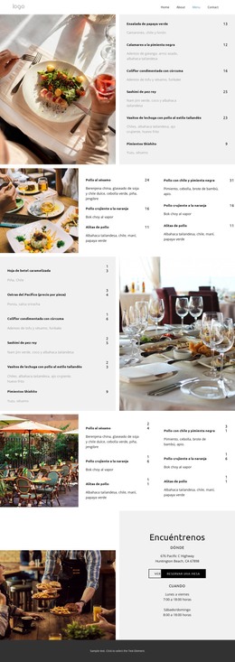 Menú del restaurante Plantillas CSS | Nicepage