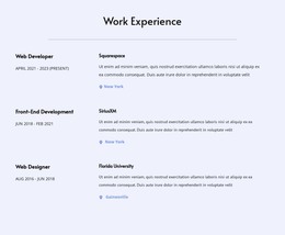 My work experience - Web Page Design by Nicepage