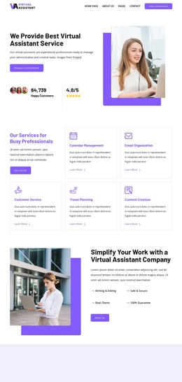 Virtual assistant company HTML5 Template