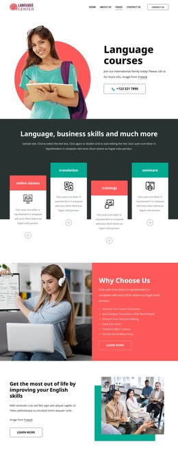 Our language courses - Website Template by Nicepage