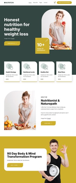 Honest nutrition One Page Template