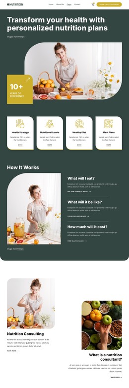 Practical nutrition coaching - HTML Template by Nicepage
