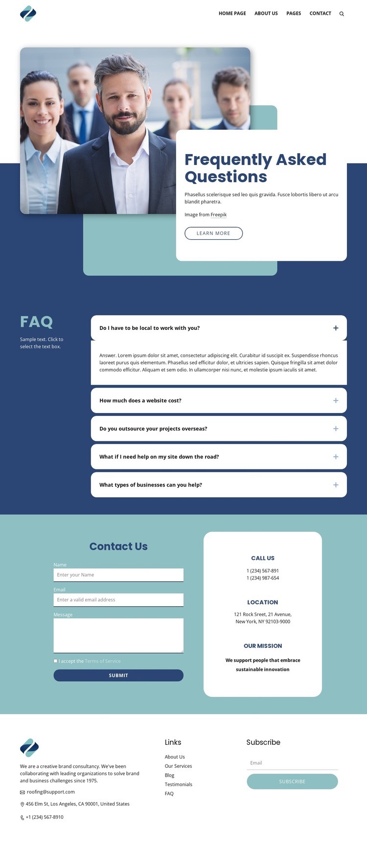 Creative studio faqs - Web Page Design by Nicepage