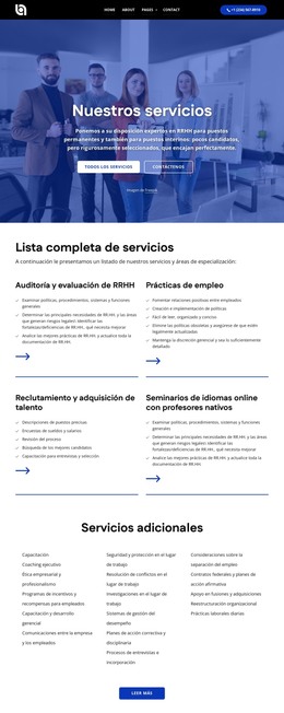 Lista completa de servicios - Plantilla HTML5 por Nicepage
