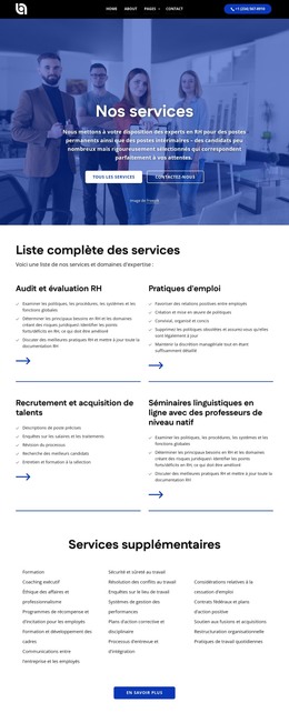 Liste complète des services - Modèle HTML par Nicepage