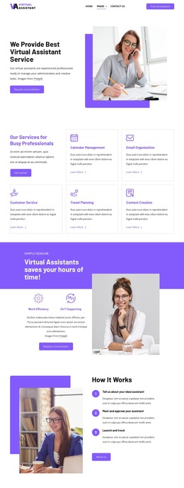 Virtual assistant for your business - Website Template by Nicepage