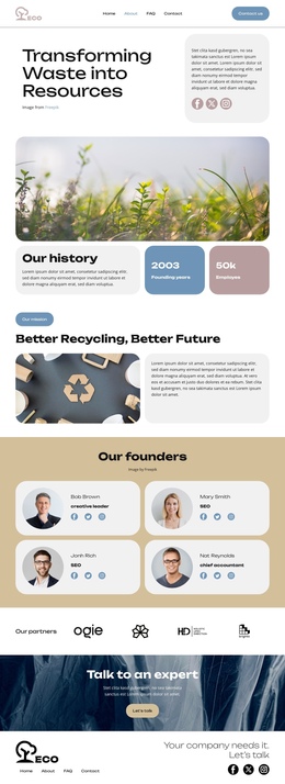 Sustainable Waste Management - One Page Template by Nicepage