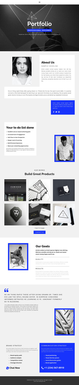 Portfolio Page One Page Templates | Nicepage
