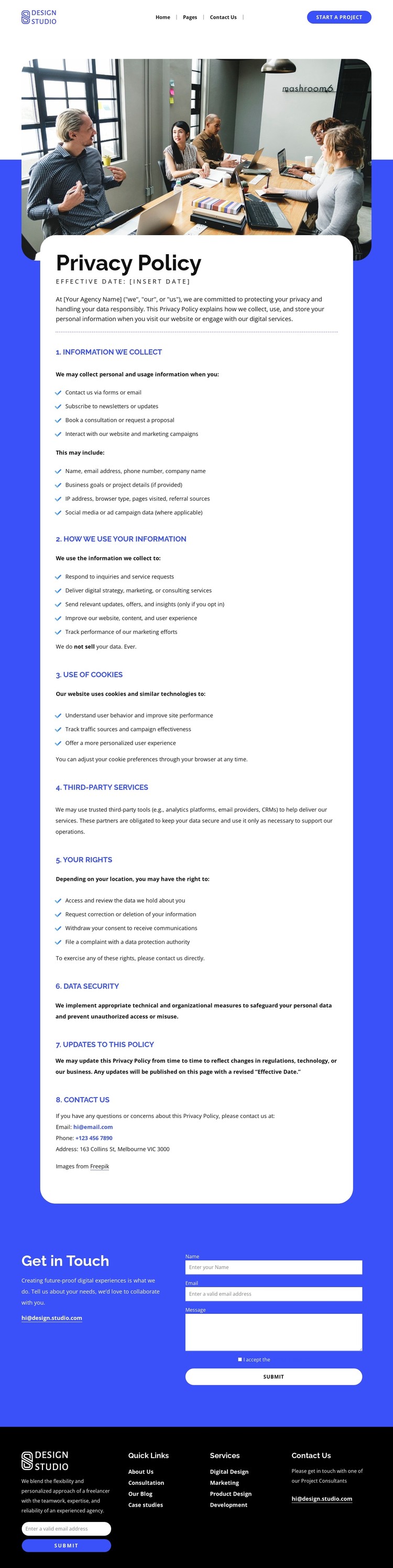 Data protection and privacy policy - CSS Template by Nicepage