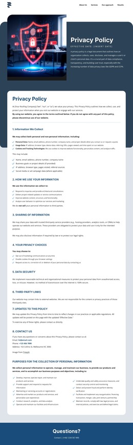 Privacy Policy HTML Templates | Nicepage