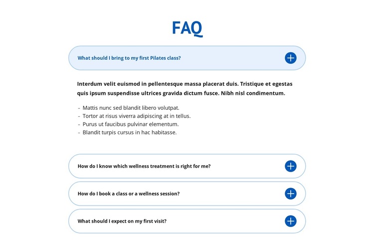 Wellness center faq - Template by Nicepage