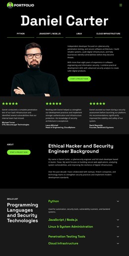 Hacker Developer Portfolio - HTML Template by Nicepage
