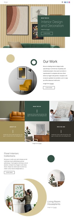 Visualization of interiors One Page Template