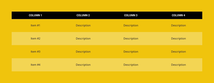 Color Table HTML Template