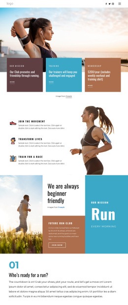 Running club for sports - Landing Page by Nicepage