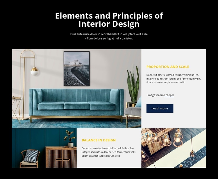 Elements And Principles Of Interior Design One Page Template